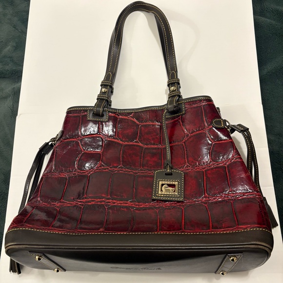 Dooney & Bourke | Bags | Dooney Bourke Red Croc Embossed Leather Tote ...